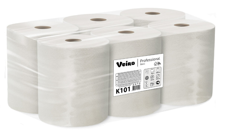 Купить бумажные полотенца в рулонах K101 Basic 180 метров Veiro Professional
